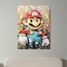 3D Mario Cartoon Oil Painting Art Abstract Canvas Custom Gift Rich ...