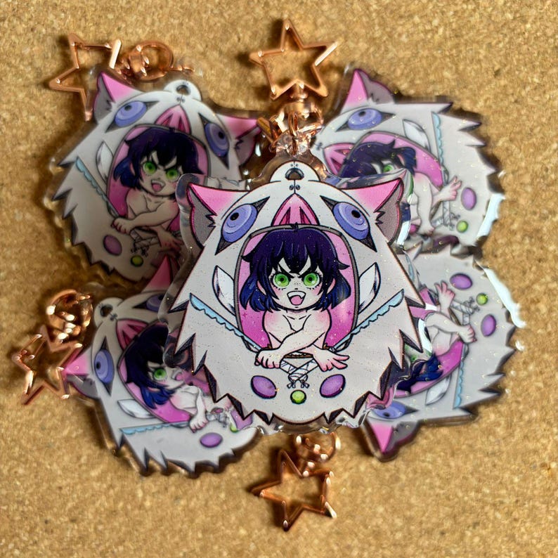Demon Slayer Tamagotchi / Acrylic Glitter Epoxy Charm Keychain - Etsy