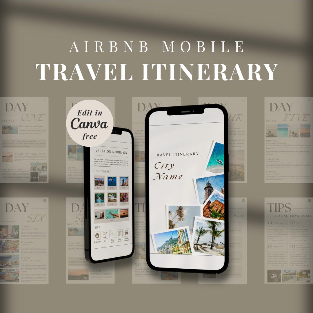 Digital Travel Itinerary Template, Trip Itinerary, Airbnb Itinerary ...