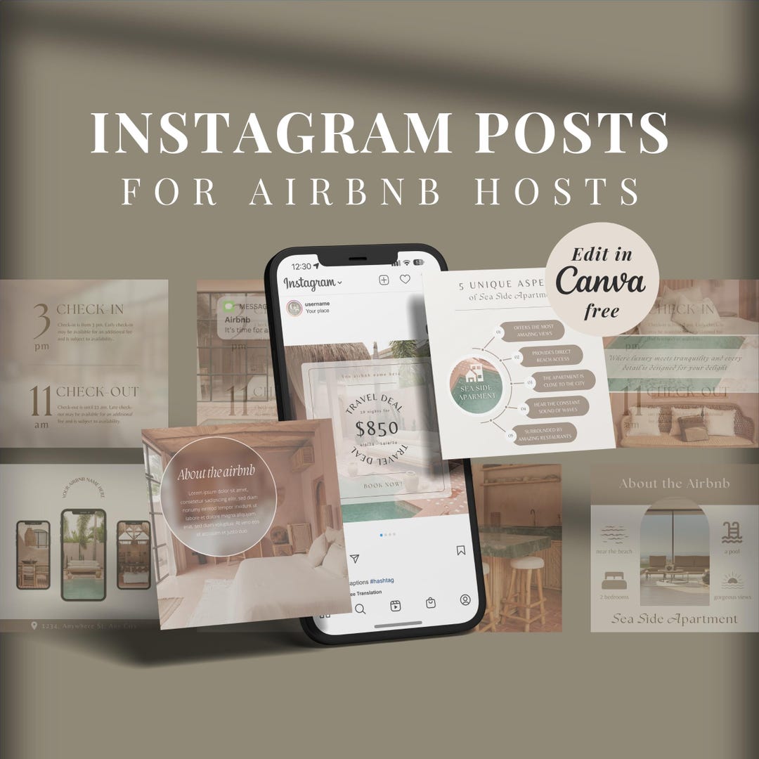 Airbnb Instagram Posts Template, Canva Templates, Airbnb Template ...