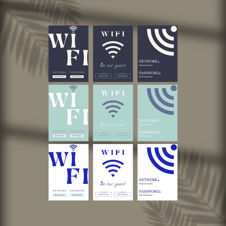 Wifi Password Sign, Wifi Sign, Editable Canva Template, Airbnb Sign ...