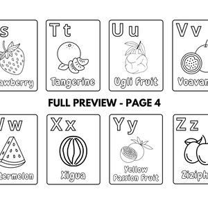 26 Fruit Alphabet Coloring Pages A-Z ABC Colouring Pages for Kids ABC ...