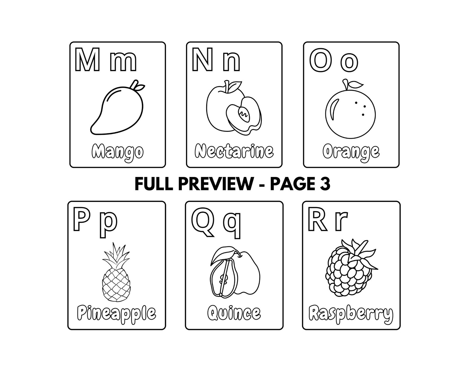 26 Fruit Alphabet Coloring Pages A-Z ABC Colouring Pages for Kids ABC ...