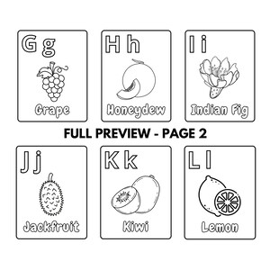 26 Fruit Alphabet Coloring Pages A-Z ABC Colouring Pages for Kids ABC ...