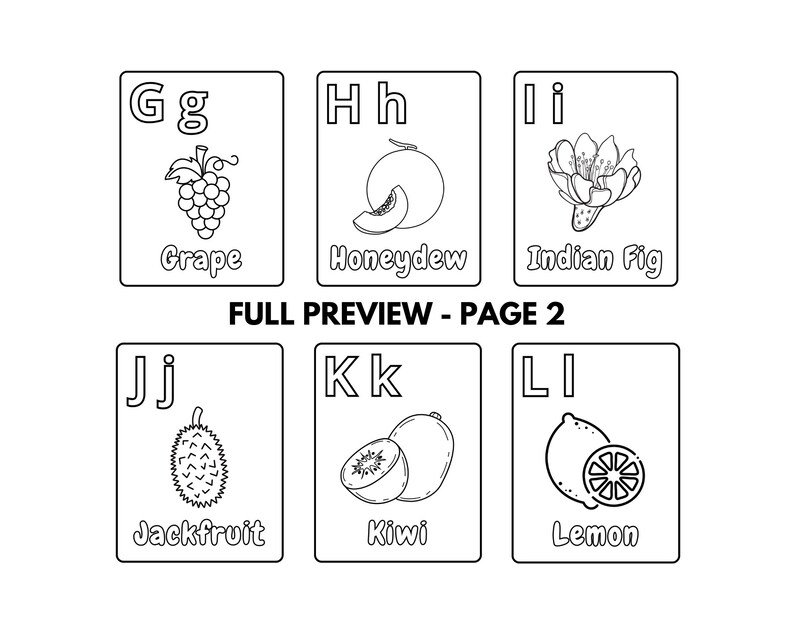 26 Fruit Alphabet Coloring Pages A-Z ABC Colouring Pages for Kids ABC ...