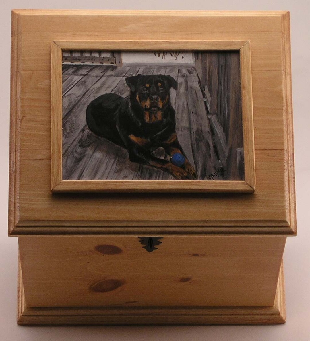 Pet Urn, Memorial Box, Large Pet Urn, Custom Portrait of Pet on ...