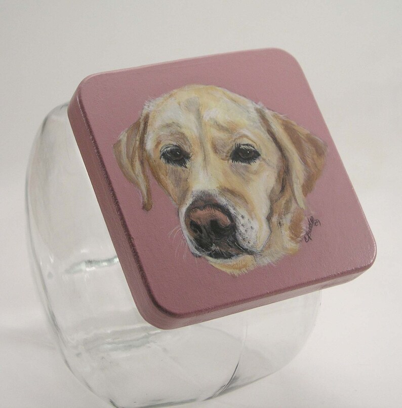 Custom Yellow Lab Pet Treat Jar, Handpainted Pet Treat Jar, Custom Pet ...