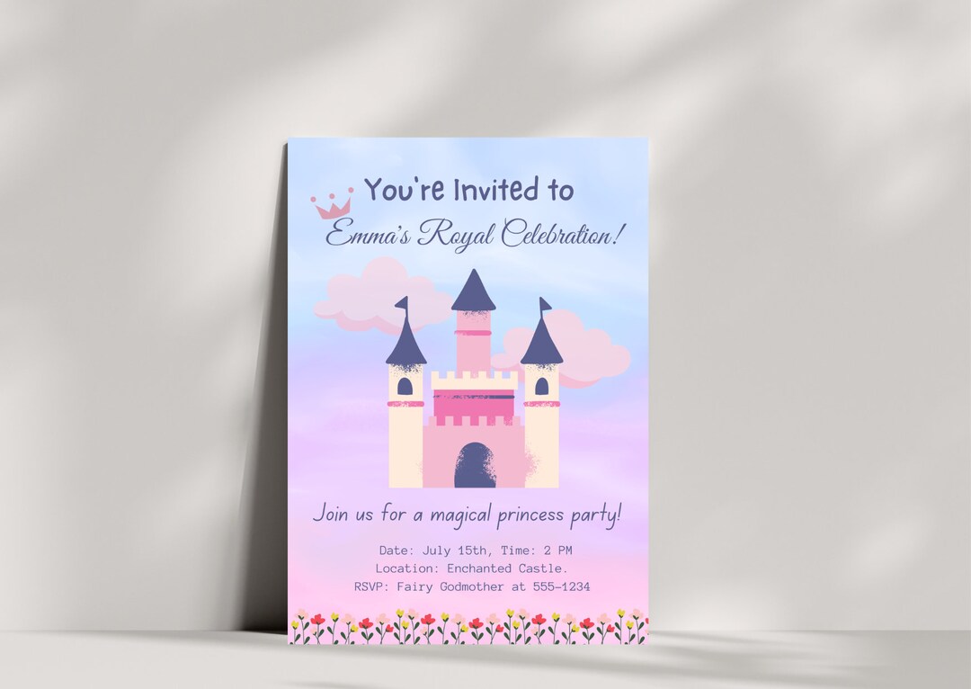 Princess Birthday Invitation, Pink Princess Party, Royal Celebration ...