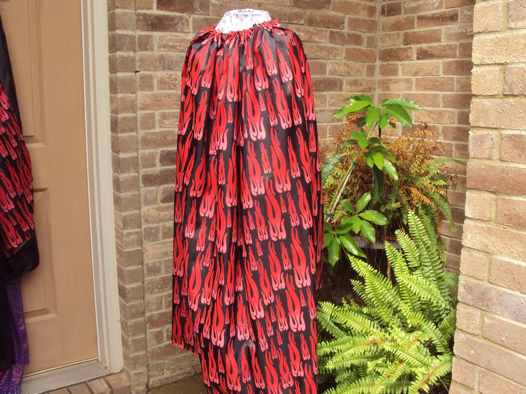 Flame Capeletblack Cape With Red Flames Rock Star Cape, Halloween ...