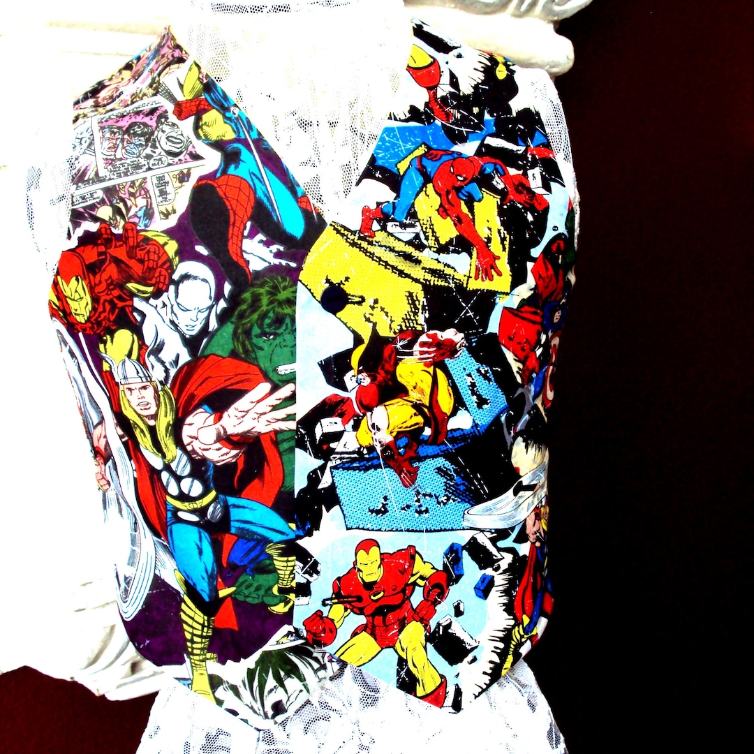 Childrens Marvel Comics Vest Size 7, Comic Book Vest, Comic Con Vest ...