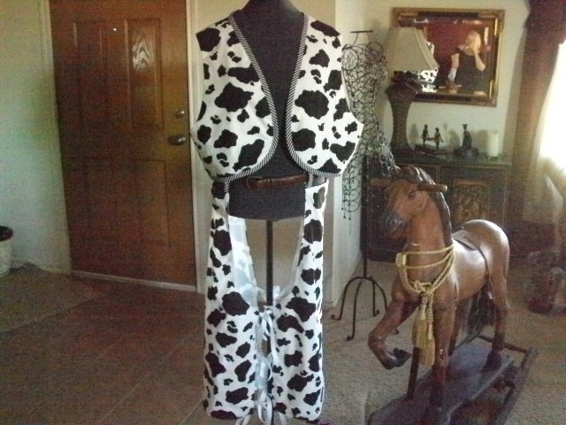 Adult Sizes Cow Chaps Cow Print Chaps Etsy