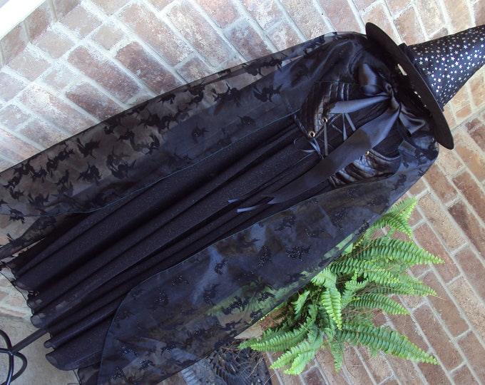 Witches Costume, Dress, Vest, Sash, Cape and a Free Hat---childrens 6 ...
