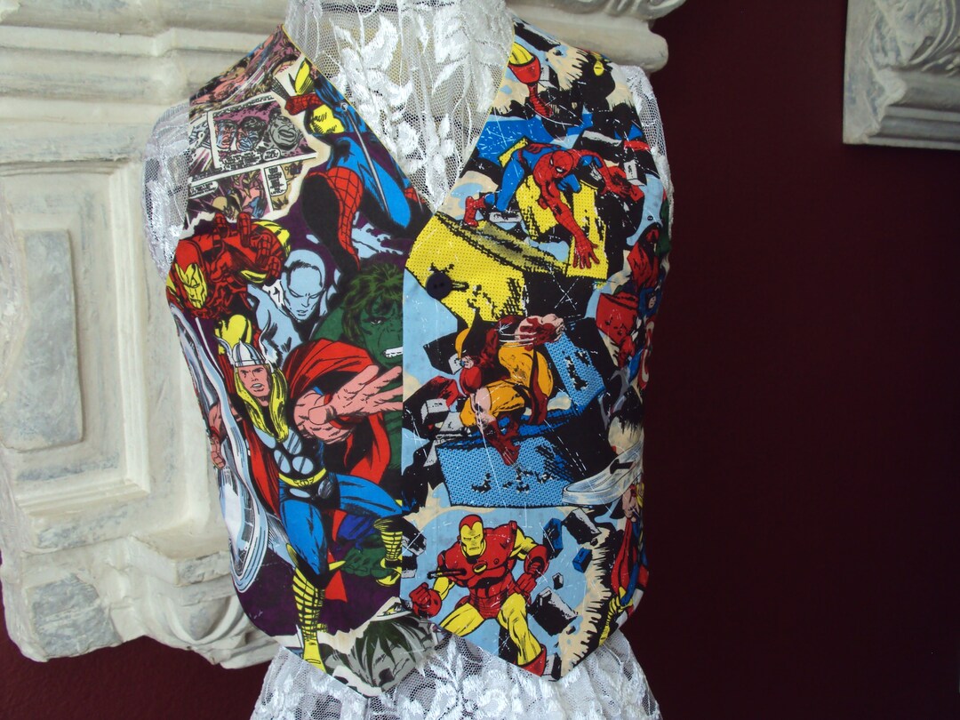 Childrens Marvel Comics Vest Size 7, Comic Book Vest, Comic Con Vest ...