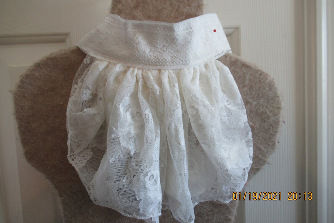 White Lace Jabot, Two Tier Rose Motif Lace, Steampunk, Edwardian ...