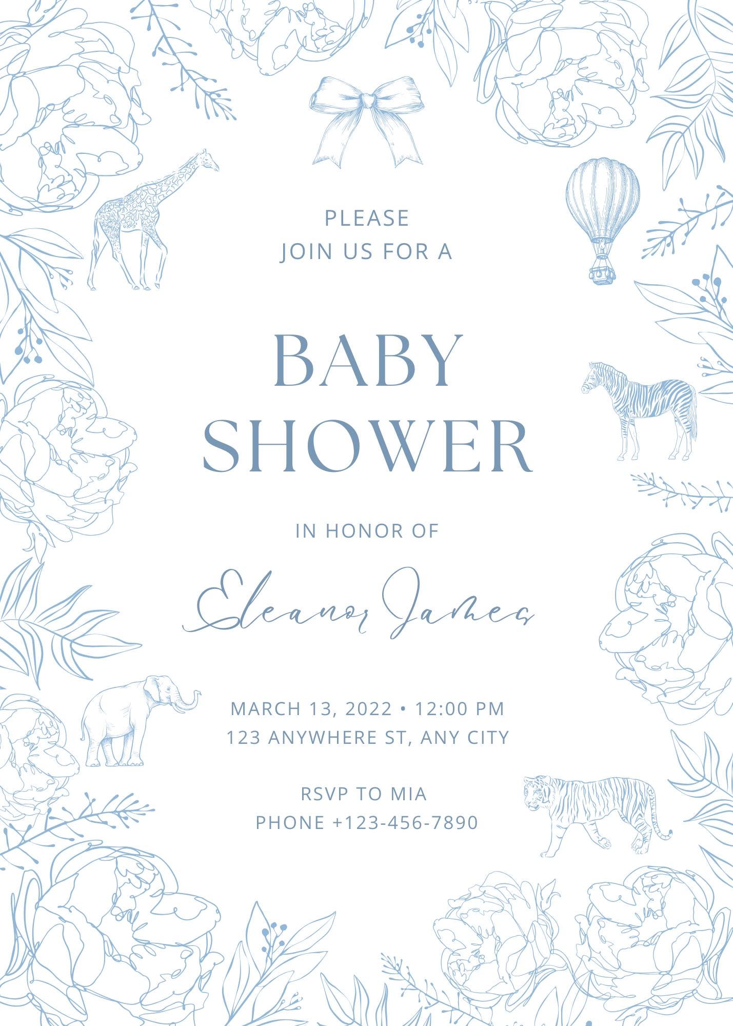 Elegant Customizable Baby Shower Invitation - Etsy