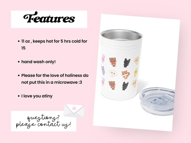 Vacuum Insulated Tumbler, 11oz Aesthetic Atiny Atteez Tumblr Mug, Kpop ...