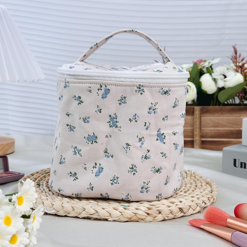 Monogrammed Small Quilted Make up Bag Floral Makeup Bag Handmade ...