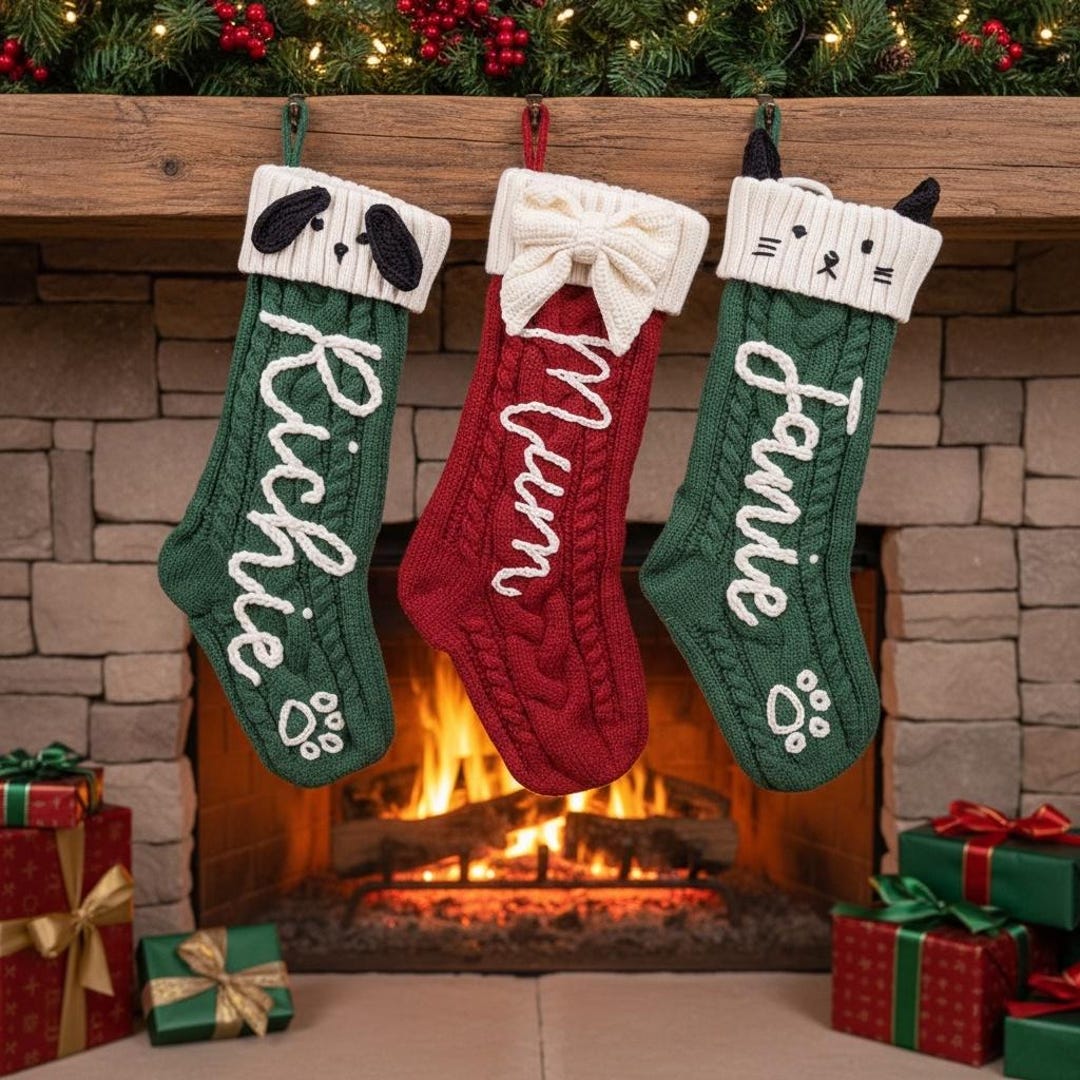 Pet Family Christmas Stocking,personalized Embroidered Christmas ...