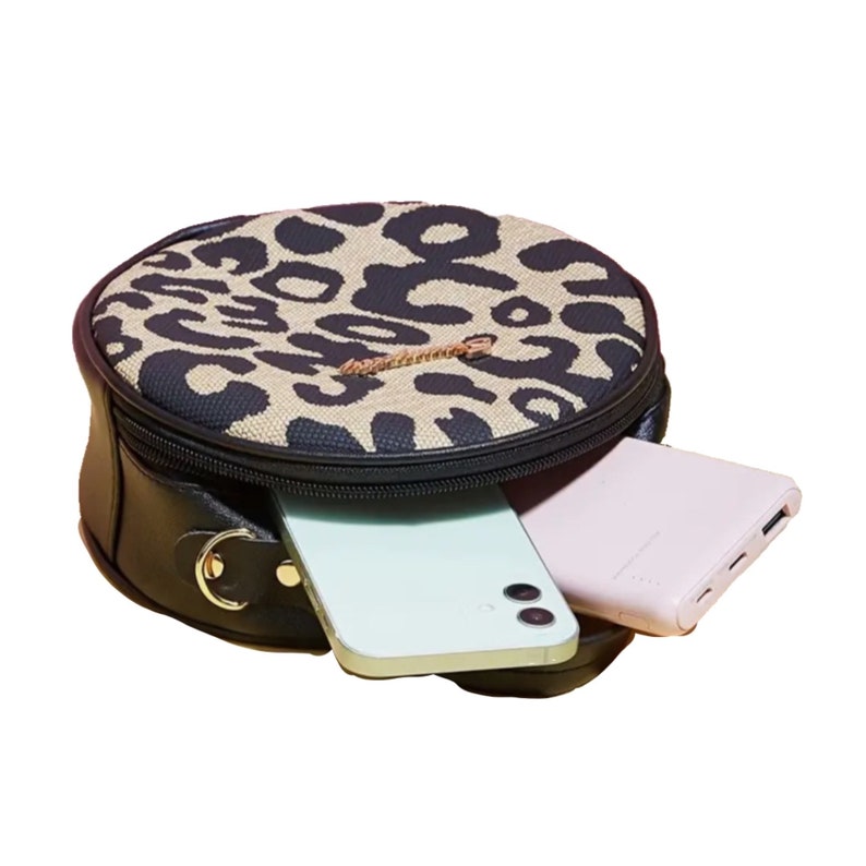 Round Cheetah Print Handbag With Zipper and Straps - Etsy