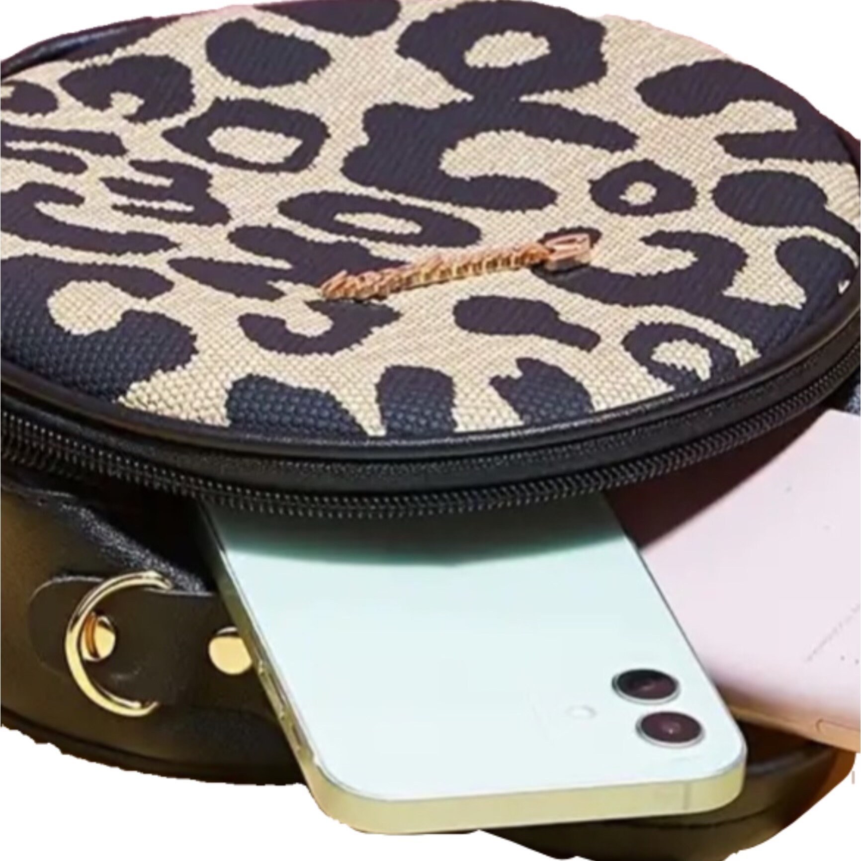 Round Cheetah Print Handbag With Zipper and Straps - Etsy