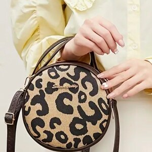 Round Cheetah Print Handbag With Zipper and Straps - Etsy