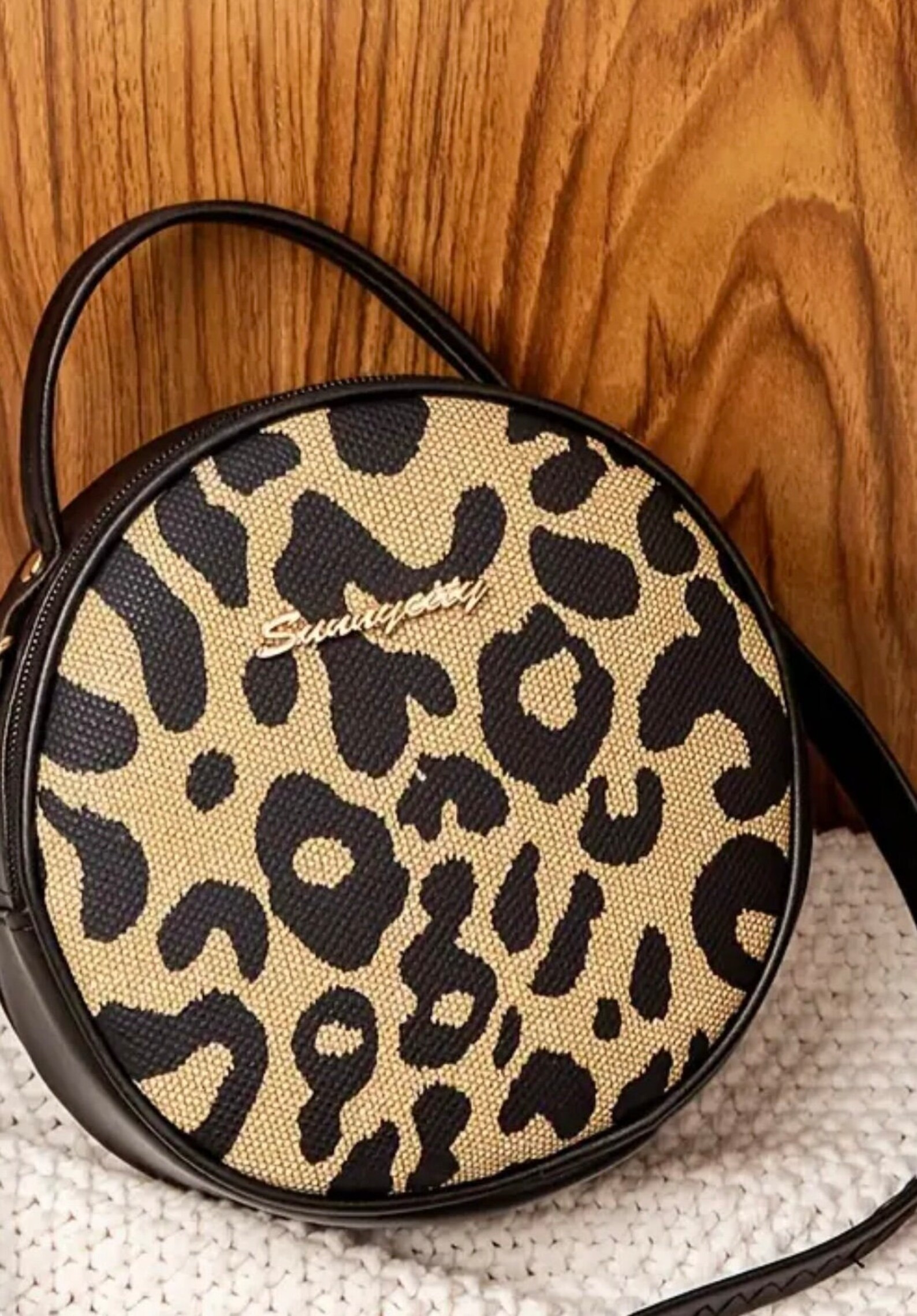 Round Cheetah Print Handbag With Zipper and Straps - Etsy
