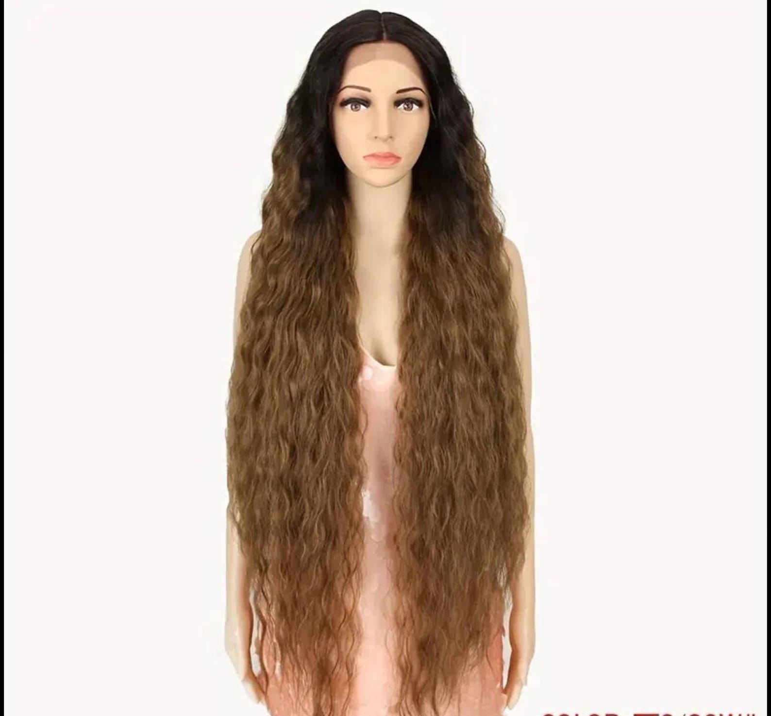 Ombré Black and Brown 40 Inch Wavy Wig New in Package - Etsy
