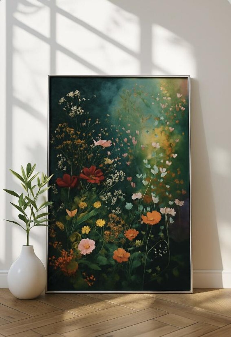 Wildflower Field Botanical Print, Vintage Farmhouse Decor (digital ...