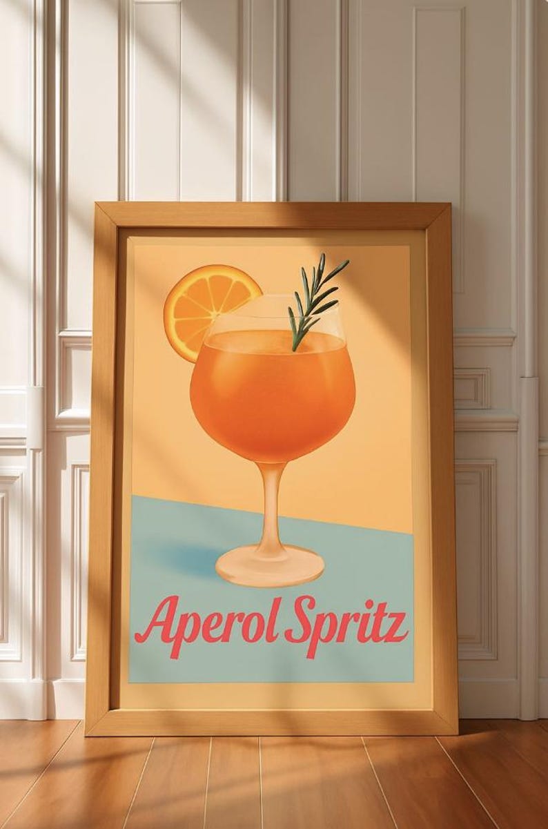 Aperol Spritz Cocktail Poster, Trendy Bar Cart Print (digital Download ...