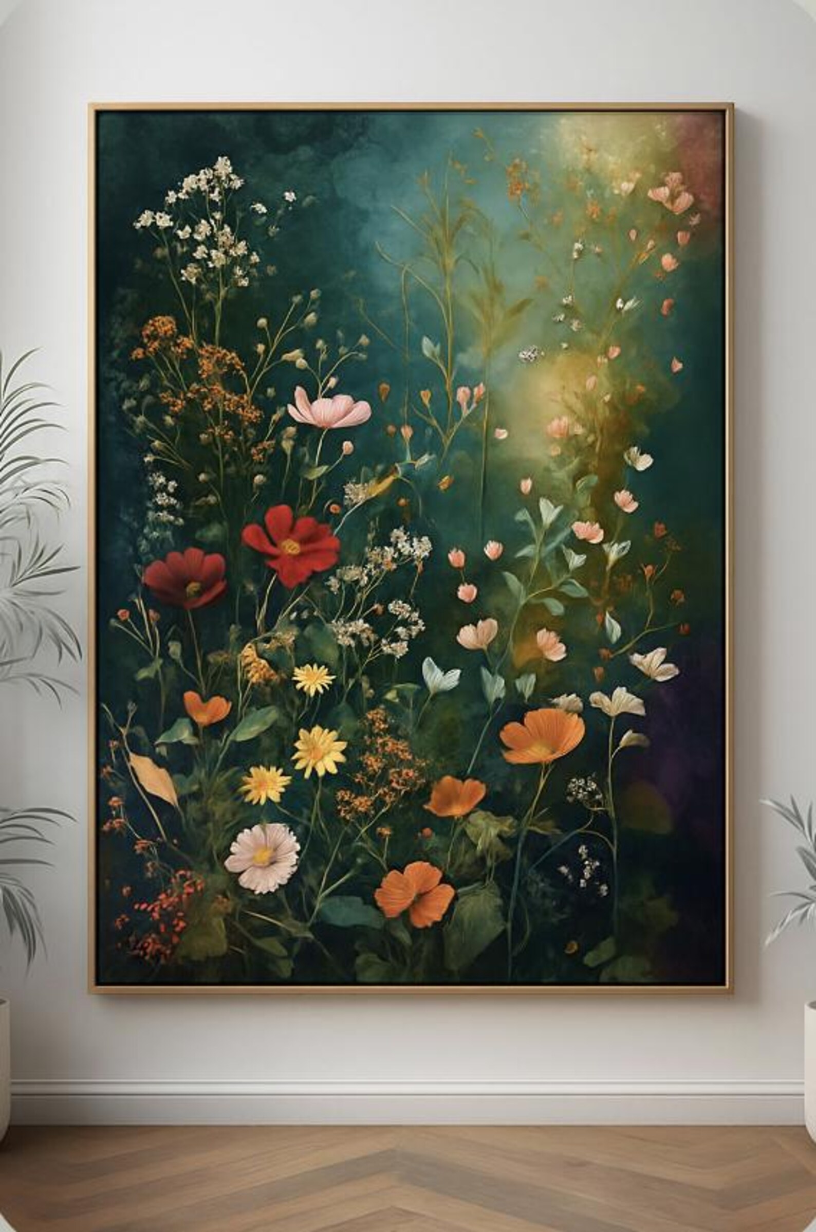 Wildflower Field Botanical Print, Vintage Farmhouse Decor (digital ...