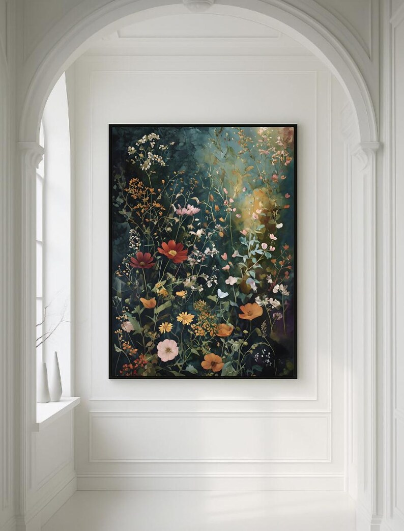 Wildflower Field Botanical Print, Vintage Farmhouse Decor (digital ...