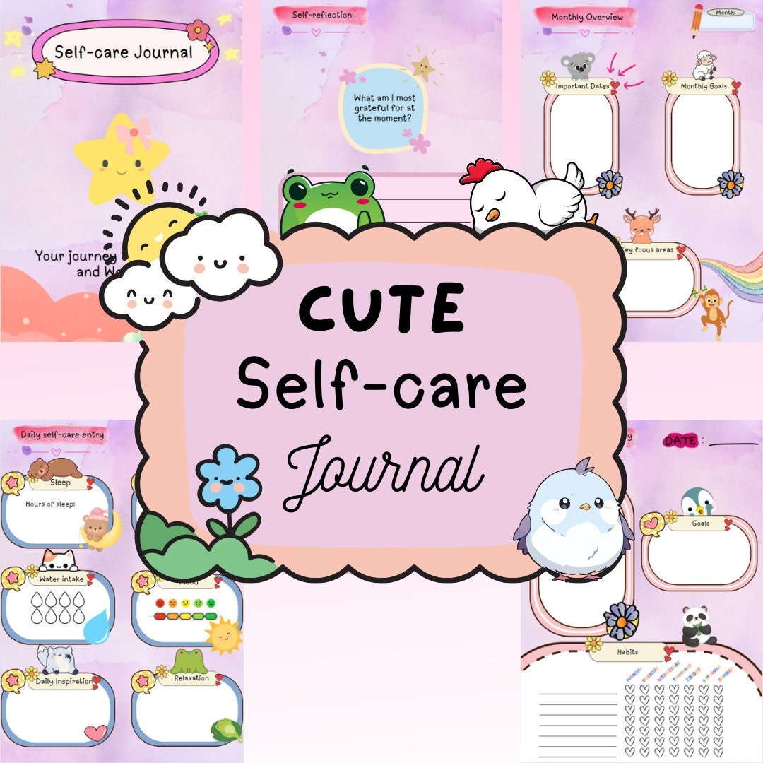 Cute Self-care Journal + 50 Free Motivational Digital Stickers (cute ...