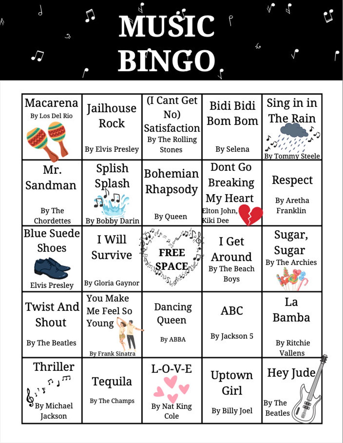 Music Bingo! - Etsy