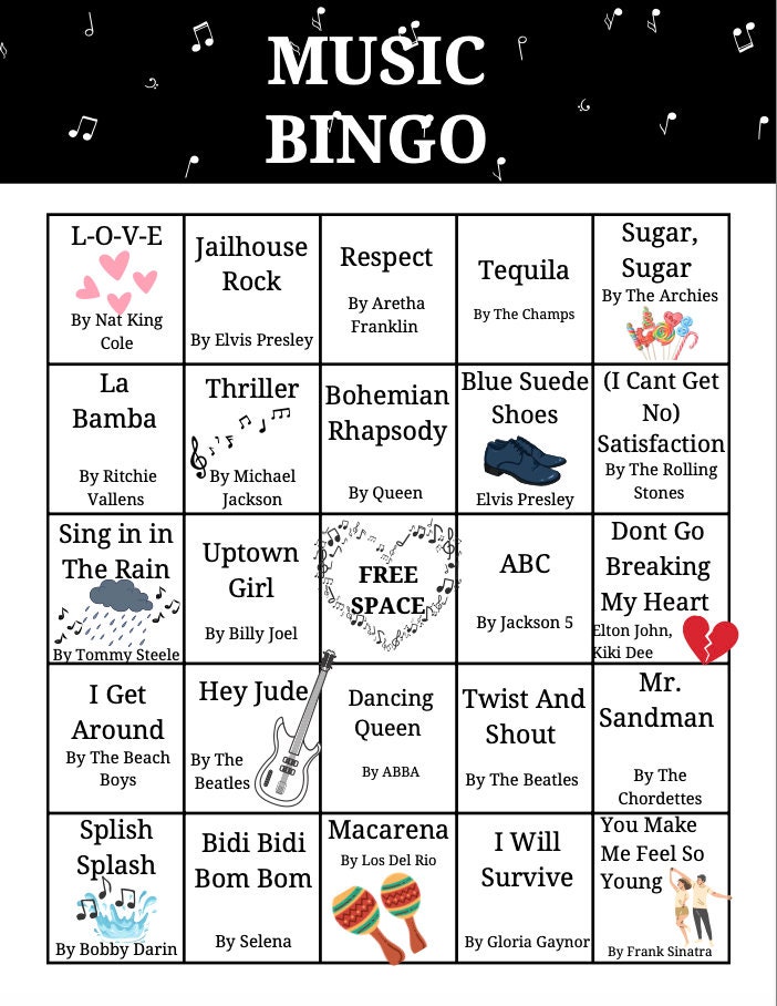 Music Bingo! - Etsy