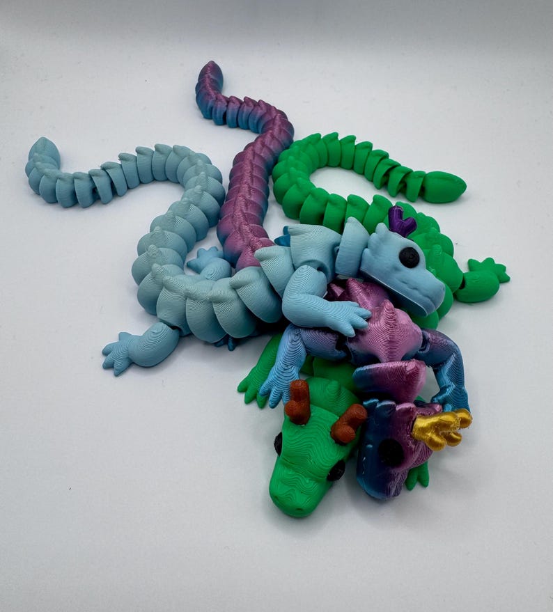 3D Printed Articulated Flexi LONG Fidget Dragon - Etsy