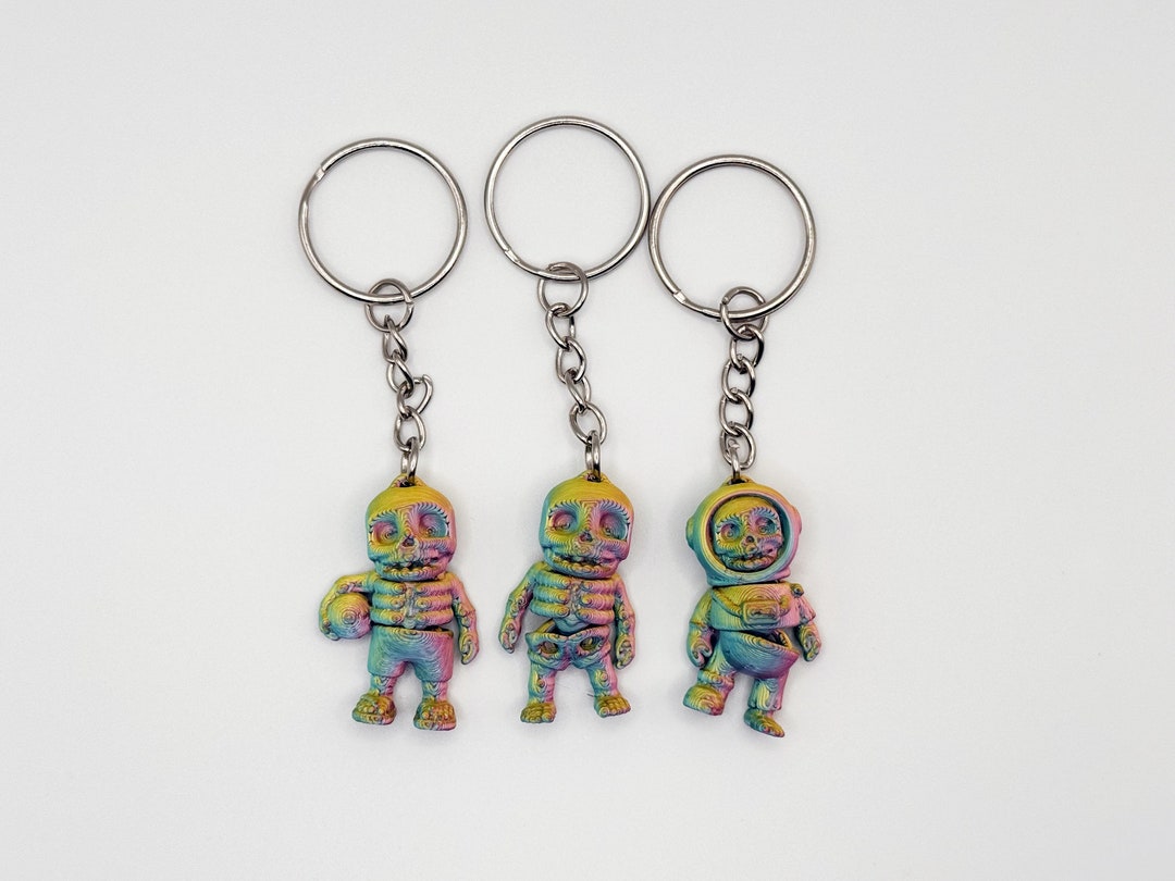 Micro Bundles Metallic 3D Printed Articulated Flexible Fidget Skeleton Keychains - Etsy