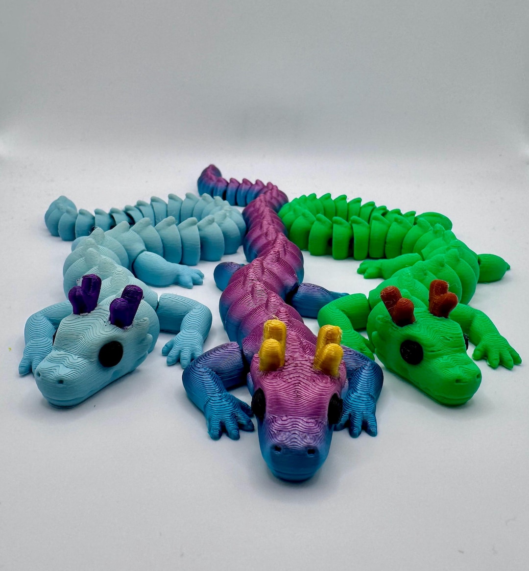 3D Printed Articulated Flexi LONG Fidget Dragon - Etsy
