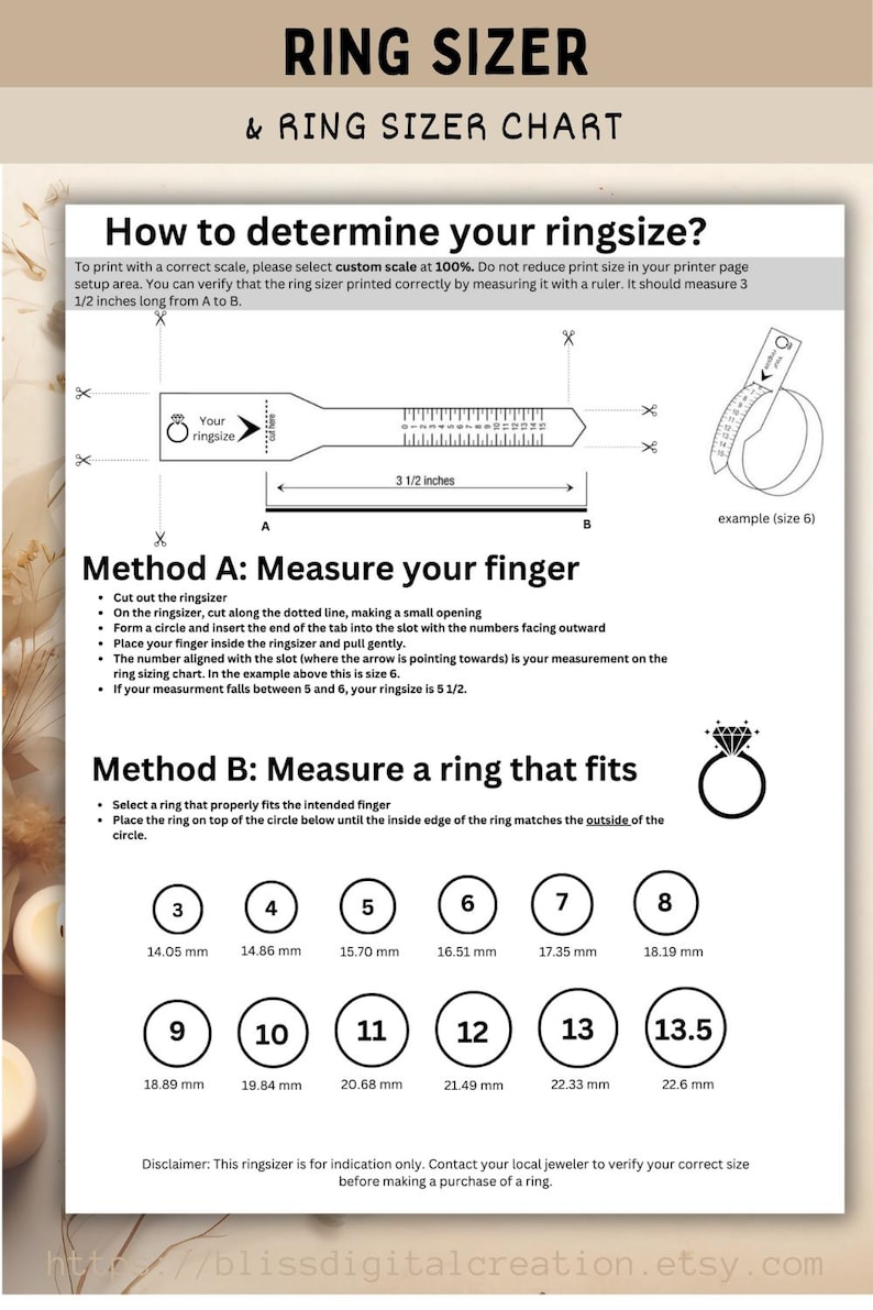 Ring Sizer, Ring Size Chart, Ring Sizer Chart, Ring Size, Ring Sizing Tool, Printable Ring Sizer ...