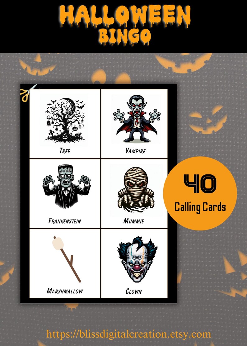 Halloween Bingo Cards, Halloween Activity, Kids Halloween Game, Cute ...