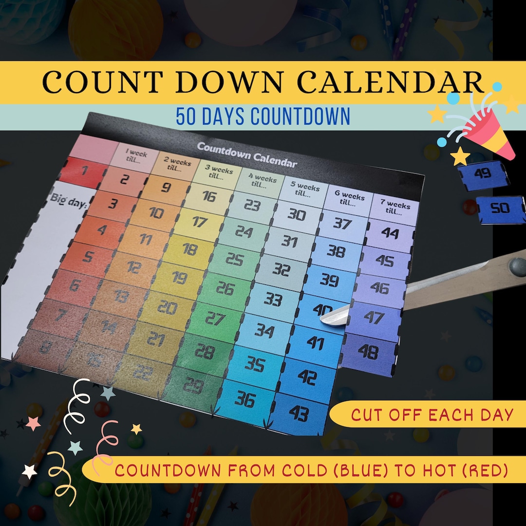 50 Days Countdown Calendar, Countdown Birthday, Christmas Countdown ...