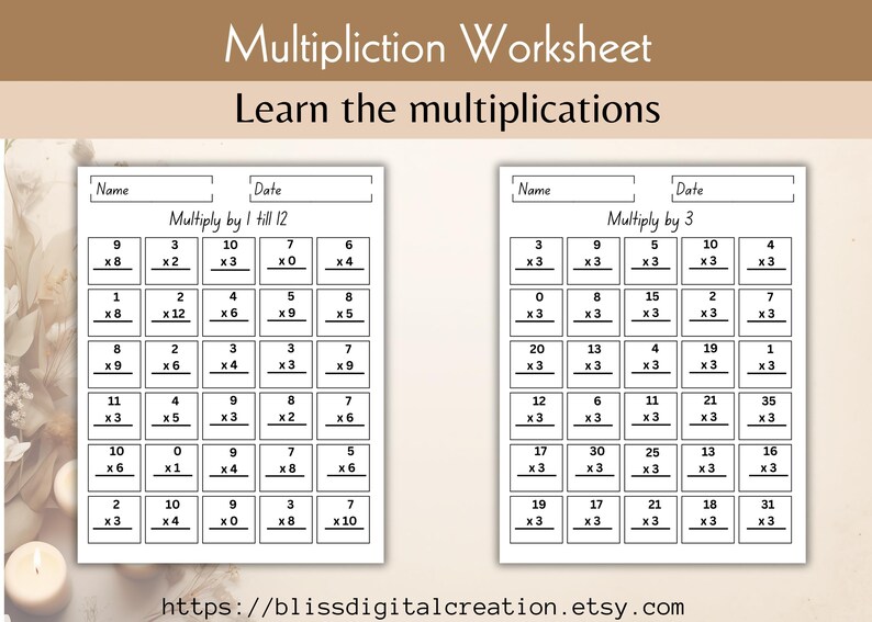 Multiplication Table,times Table, Math Exercise, Math Practice ...