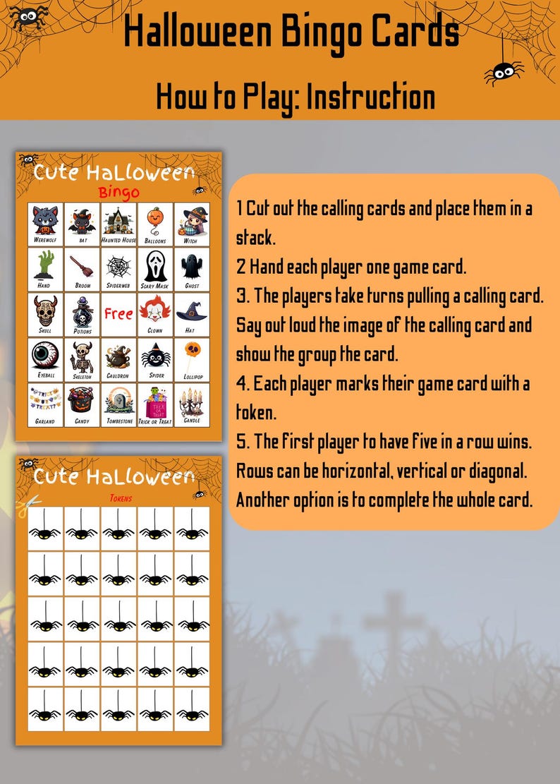 Halloween Bingo Cards, Halloween Activity, Kids Halloween Game, Cute ...