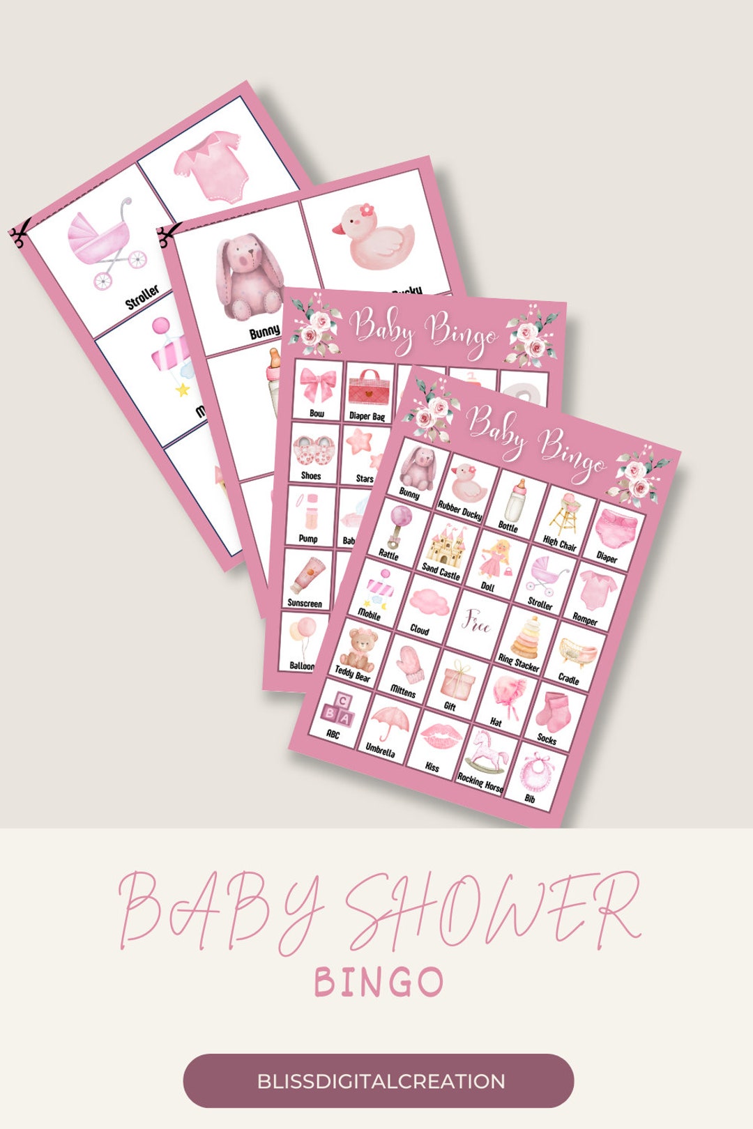 Baby Shower Bingo, Baby Bingo, Baby Shower Games,bingo Cards, Baby ...