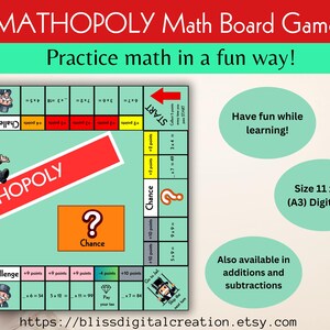 Mathopoly Math Game, Multiplication Table, Times Table, Multiply Chart ...