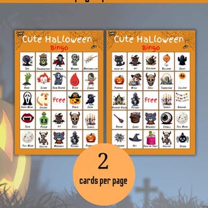 Halloween Bingo Cards, Halloween Activity, Kids Halloween Game, Cute ...