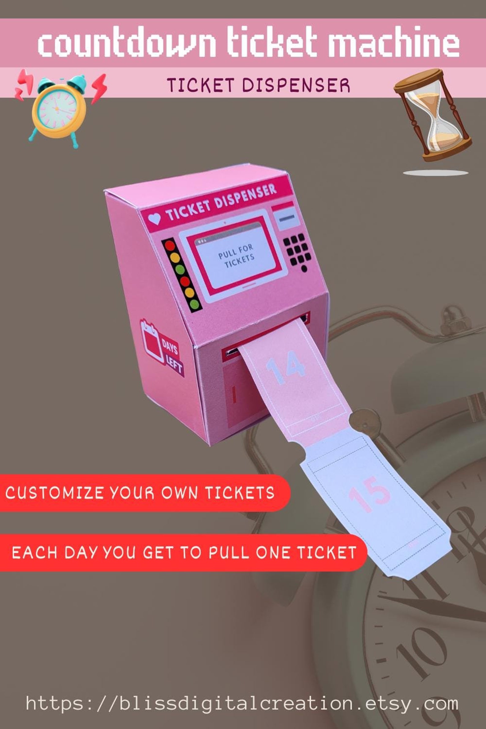 Countdown Calendar Ticket Machine Countdown Calendar Holiday Christmas ...