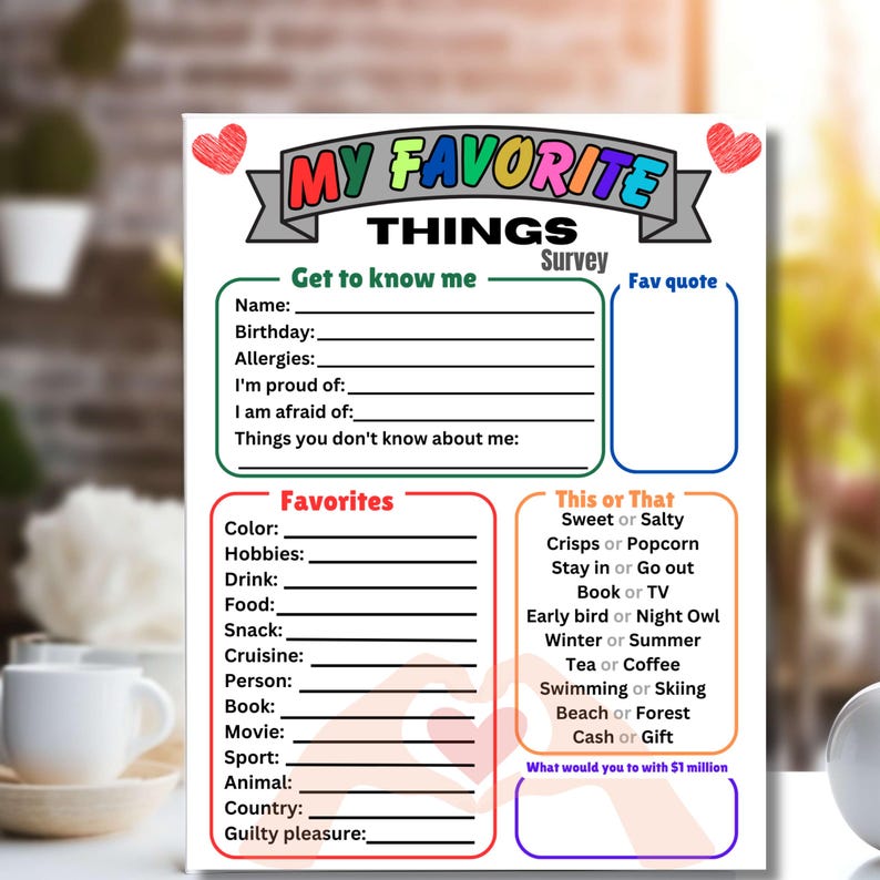 Get to Know Me Questionnaire, Team Building Get to Know Me ...