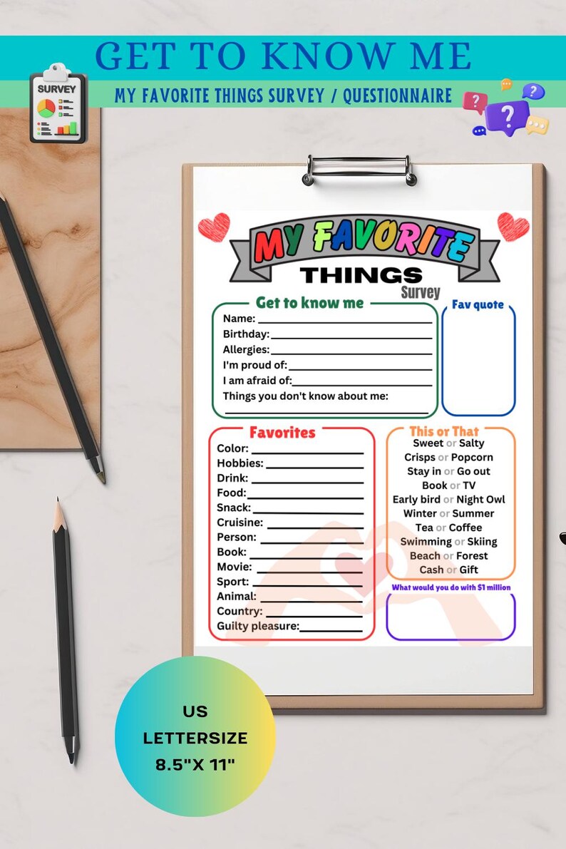 Get to Know Me Questionnaire, Team Building Get to Know Me ...