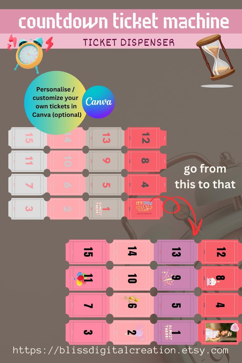 Countdown Calendar Ticket Machine Countdown Calendar Holiday Christmas ...