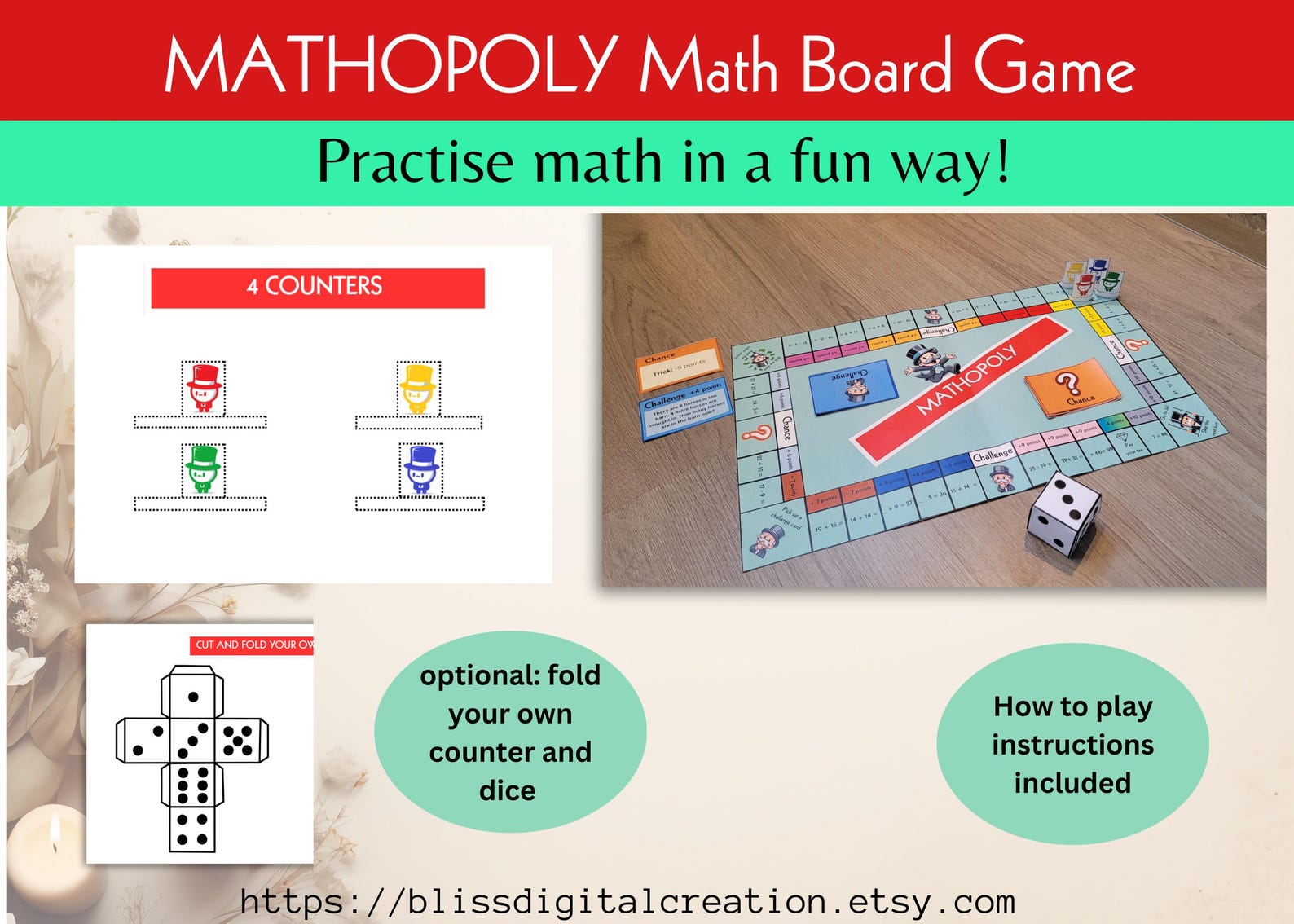 Mathopoly Math Game, Math Addition Subtraction, Math Practice, Math ...